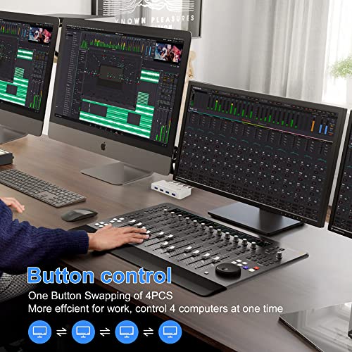 USB Switch 4 Computers, USB 3.0 KVM Switcher 4 Computers Sharing 4 USB Devices One-Button Swapping, USB Peripheral Switcher Selector Keyboard Mouse Printer Scanner Switch, with 4 USB 3.0 Cables