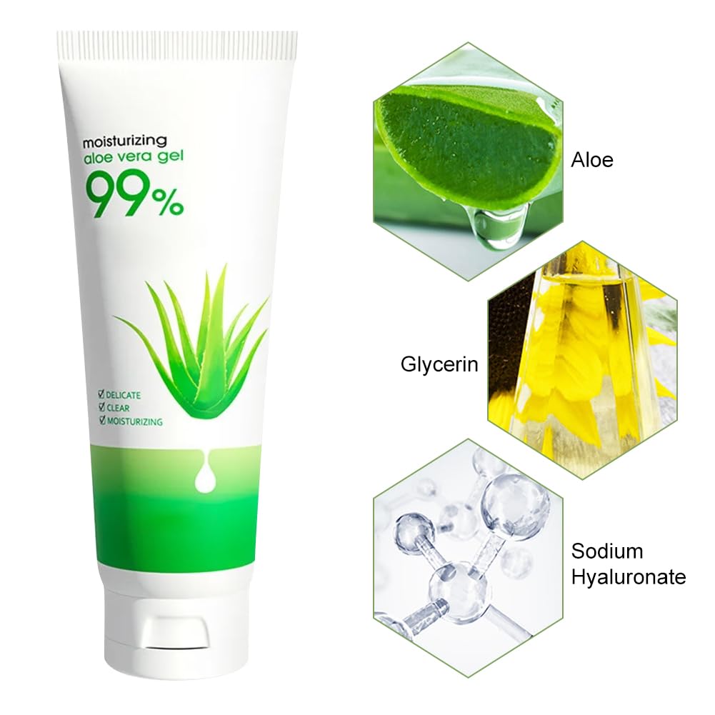 Mroobest Aloe Vera Gel, Aloe Gel 100 Percent Pure Plant, Deeply Hydrating & Repairing, Sunburn & Eczema Relief, Acne, Small Cuts, Suitable for Face, Body