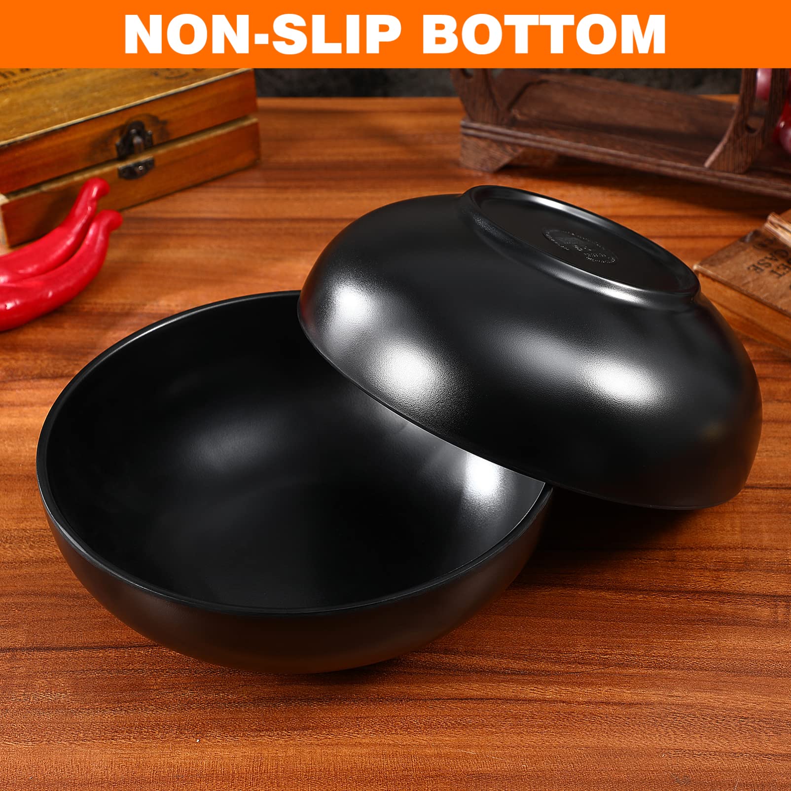 TOPBATHY Melamine Serving Bowls:2pcs Japanese Style Salad Bowls Reusable Mixing Bowls Large Ramen Bowls Deep Soup Bowl for Family Kitchen