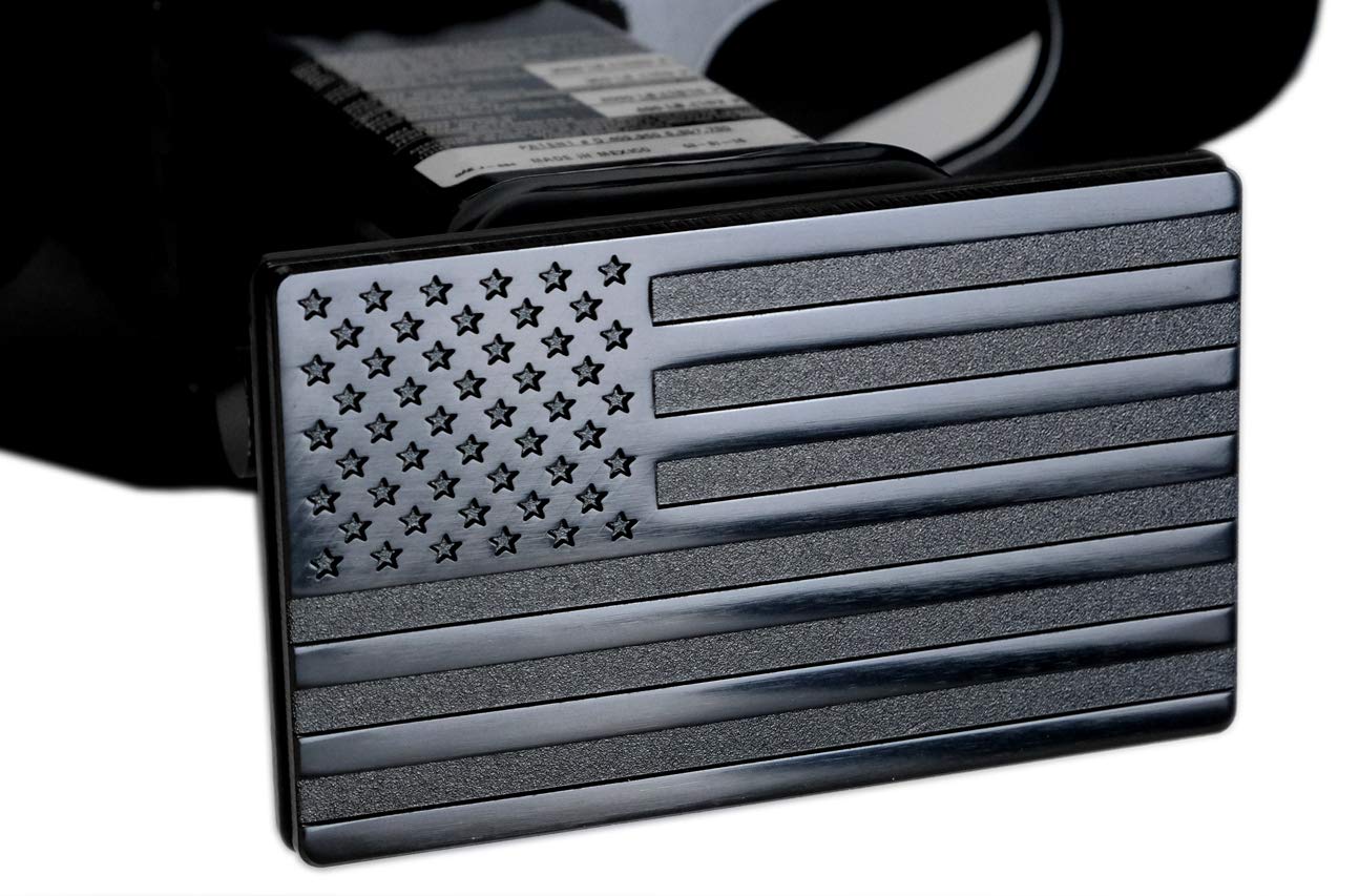 MULL USA Black Metal Flag Trailer Hitch Cover for 2" Receivers (with Locking Pin)