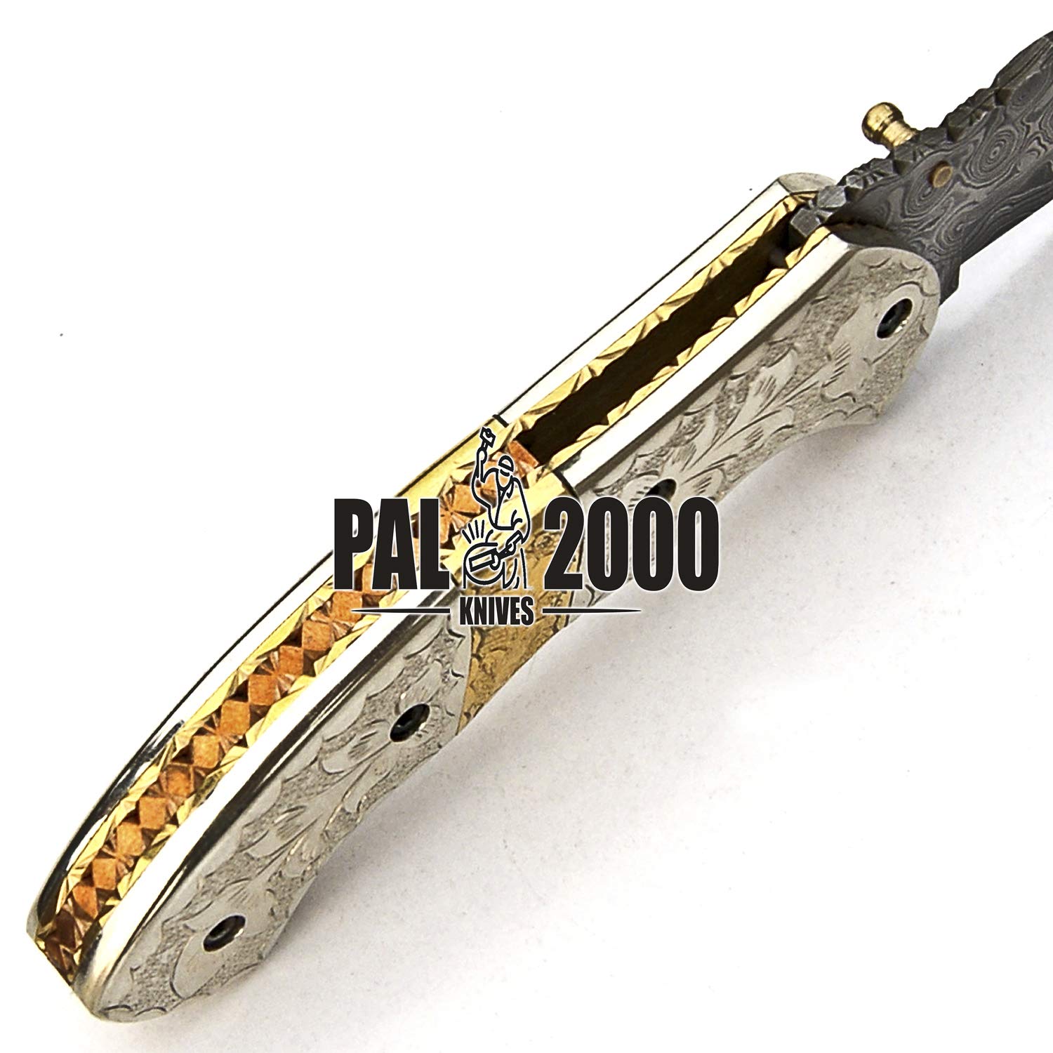 PAL 2000 KNIVES 9575 - Damascus Folding Knife - Handmade Damascus Steel Knife - Damascus Pocket Knife