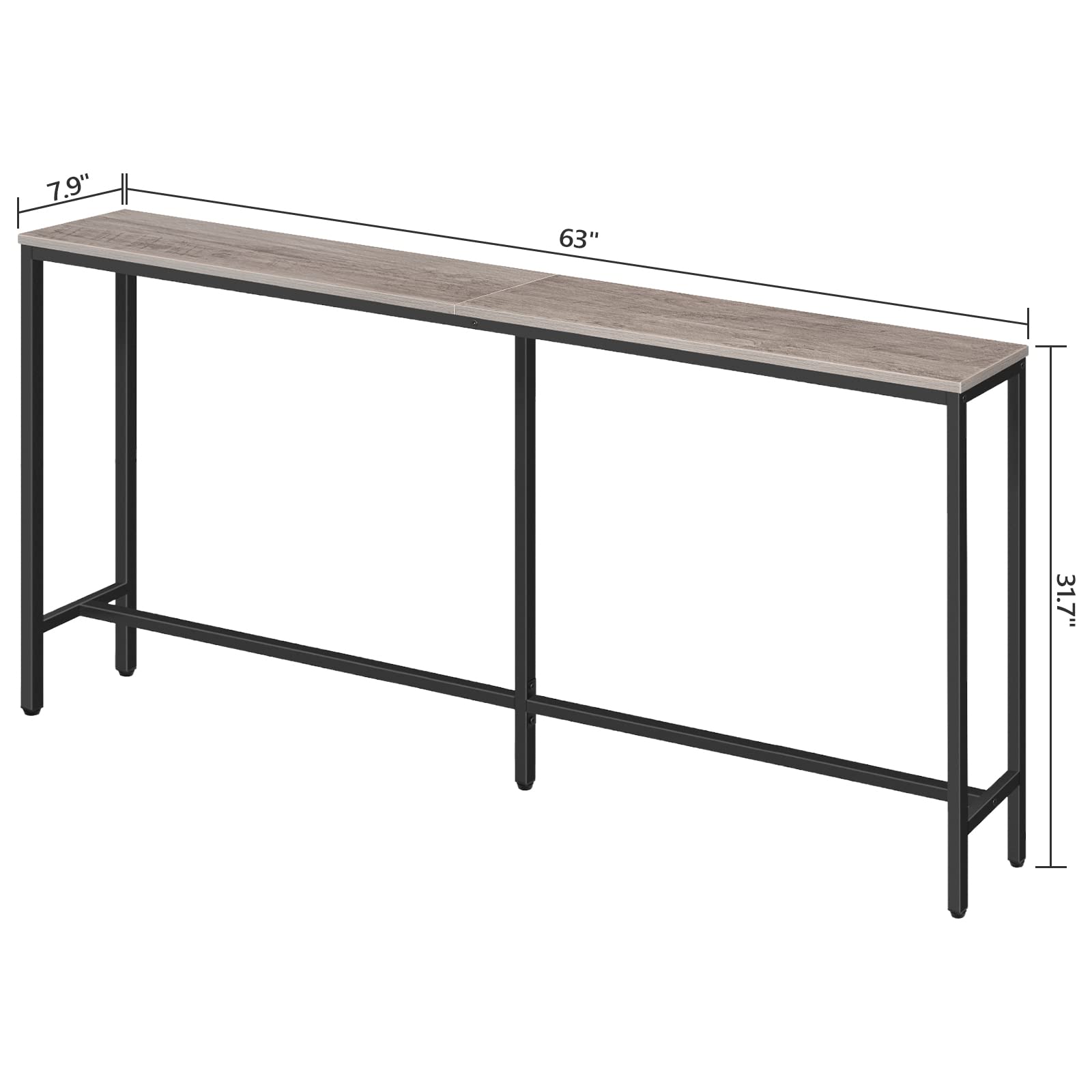 MAHANCRIS Console Table, Narrow Entryway Table, 47.2 Inches Sofa Table, Couch Table, Long Hallway Table for Living Room, Bedroom, Sturdy and Stable, Easy to Assemble, Black CTHB12001