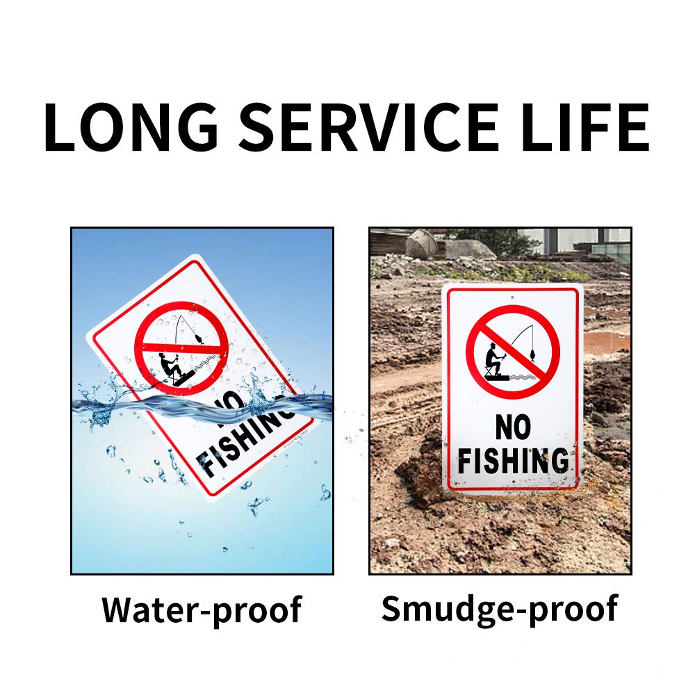 No Fishing Sign, 14"x 10" .04" Aluminum Reflective Sign Rust Free Aluminum-UV Protected and Weatherproof