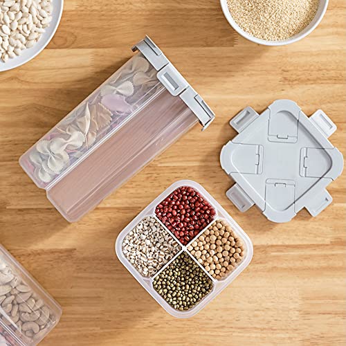 WINIAER Cereal Storage Containers Airtight, Clear 2.8L Food Storage Containers with Lids and Compartments, Spaghetti Noodle Container for Grain, Flour, Rice, Nuts