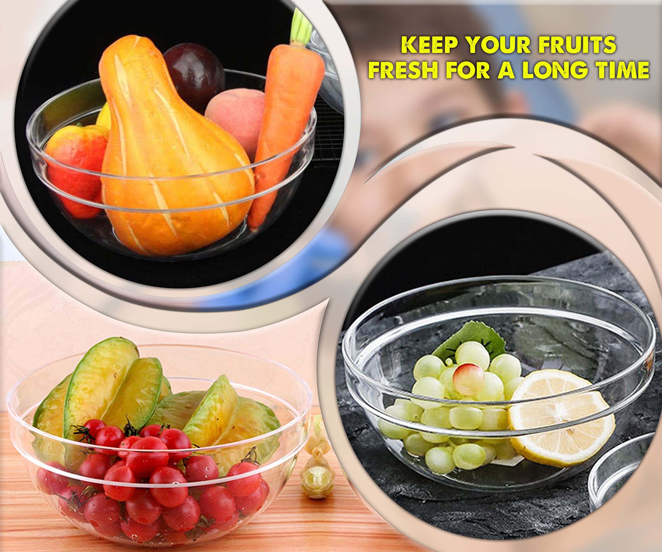 Salad Serving Bowl for Kitchens, Parties, Holidays, and Celebrations - Serving 9-inch Bowls - Reusable BPA free - 124 oz. Capacity, Set of 3