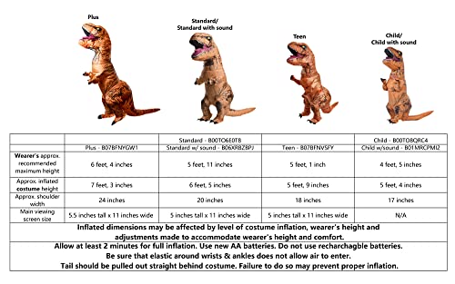 Rubies Adult The Original Inflatable T-REX Dinosaur Costume, T-Rex, Standard