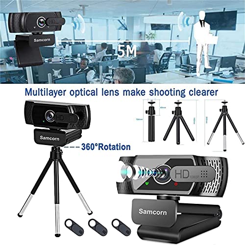 Webcam with Microphone for Desktop,1080P HD USB Webcam Live Streaming Laptop PC Computer Web Camera for Video Calling Conferencing Recording Gaming, 3D Noise Reduction