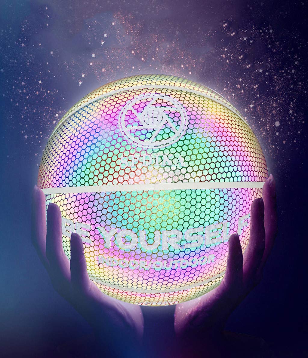 Reflective Basketball Size 7 Glowing Battery-Free Light Up Basketball