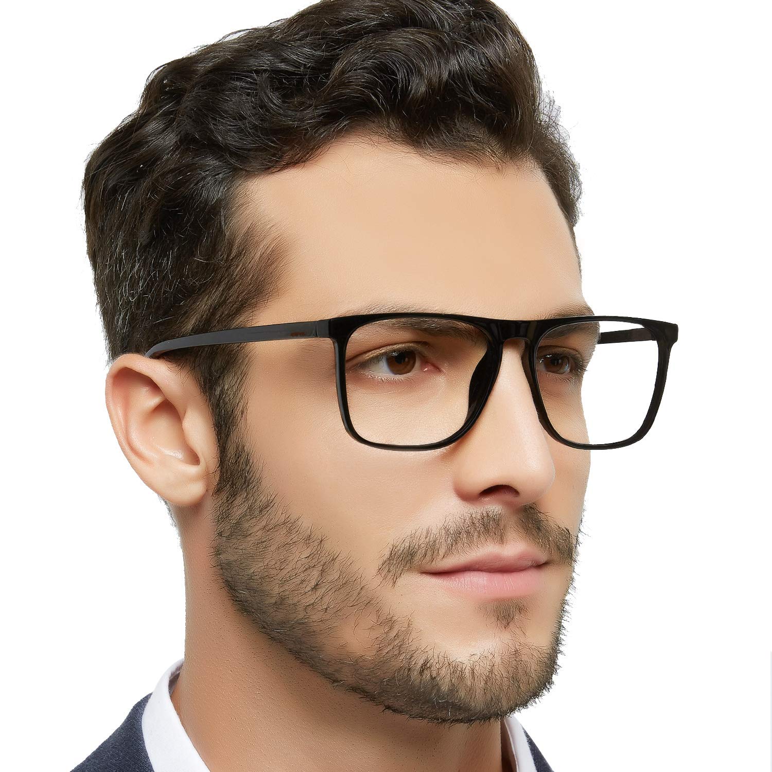 MARE AZZURO Reading Glasses Men Square Reader 0 100 125 150 175 200 225 250 275 300 350 400 500 600 (Black 1.25)