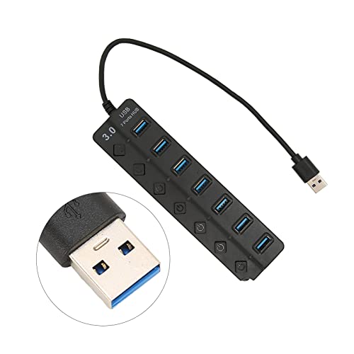 USB3.0 Hub, Portable USB3.0 Splitter High Speed Transmission Wide Compatibility Plug and Play for Keyboard for Mouse  for Mobile Hard Disk(Black)