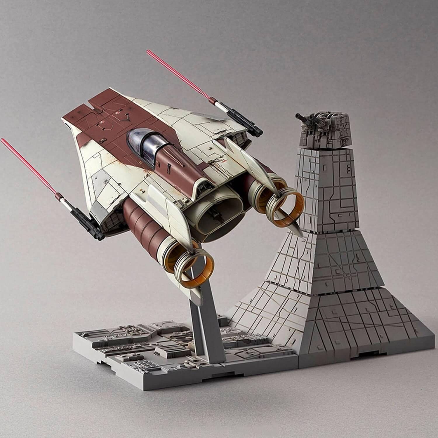 Revell (Bandai Original 01210 Star Wars A-Wing Starfighter 1:72 Scale Unbuilt/Pre-Coloured/Clip-Together (Non-Glue) Plastic Model Kit with Display Base