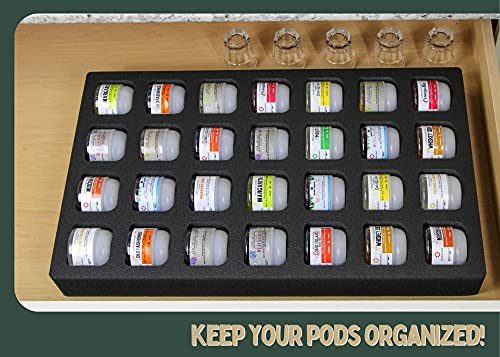 Polar Whale 2 Cocktail Capsule Drawer Organizers Tray Insert Compatible with Keurig DrinkWorks Pods for Kitchen Home Bar Party Waterproof Washable Black Foam 28 Compartment 12.1 x 19.9 Inches