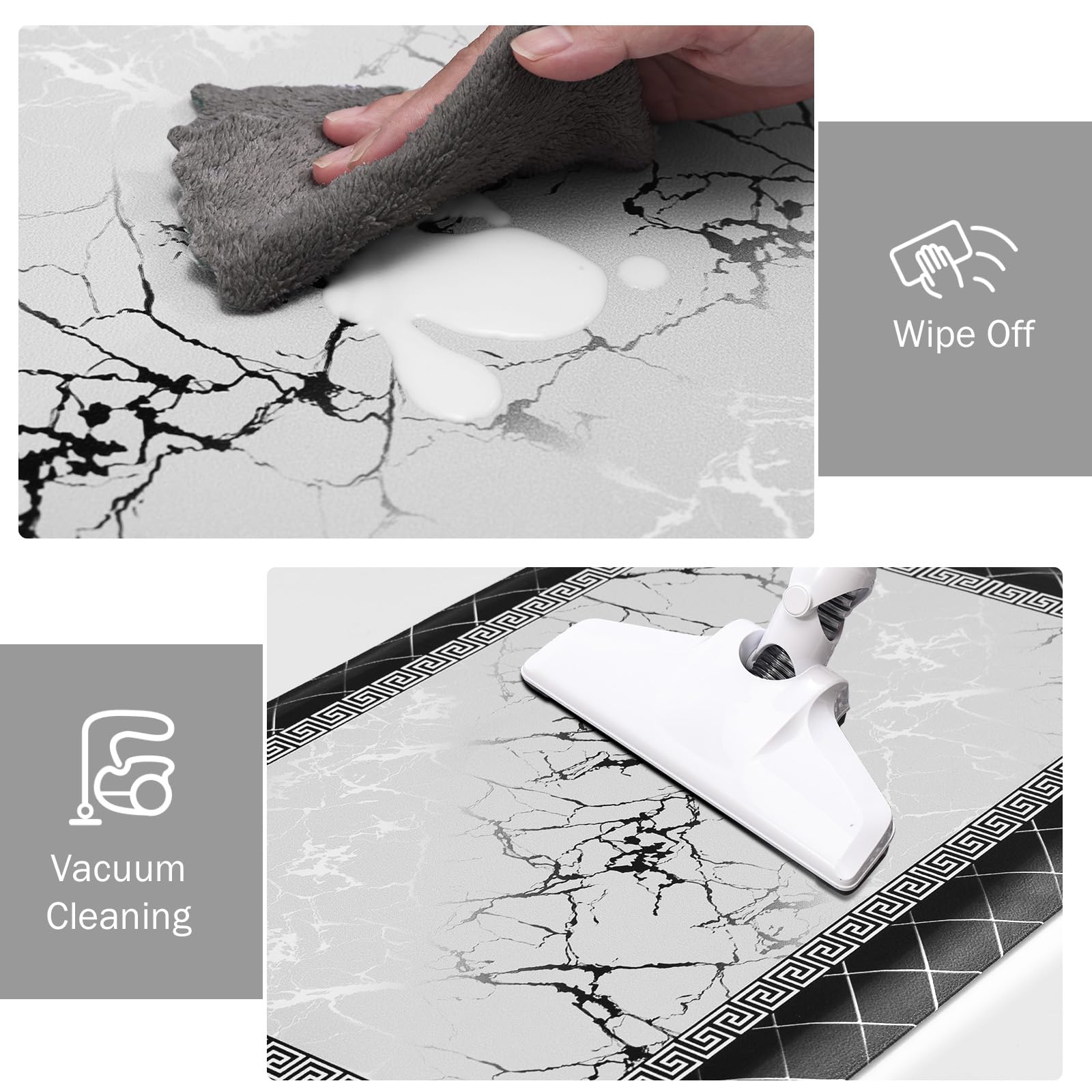 Opulentix Marble Kitchen Mat, 1/2 Inch Thick Black and Gold Waterproof Kitchen Rugs Non Slip, Cushioned Anti Fatigue Kitchen Mats for Floor Standing Desk Office in Front of Sink, 17.3"x28"