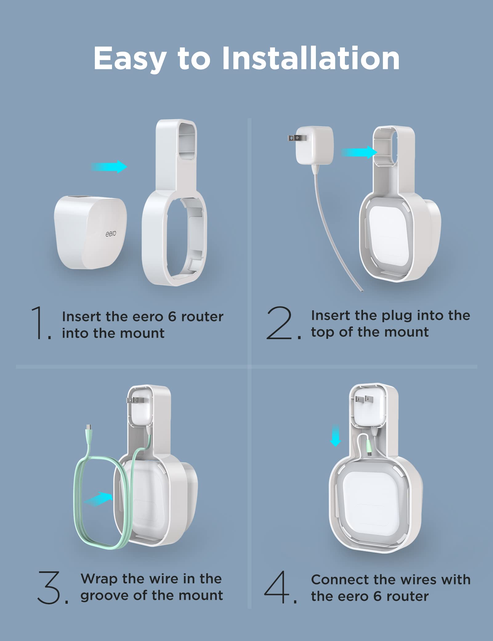 Wall Mount Holder for eero 6 Router Mesh Wi-Fi System [NOT Fit for eero Pro 6], The Simplest Outlet Wall Mount Holder, Stand Bracket for eero 6 Extender No Messy Wires Space Saving White(1 Pack)