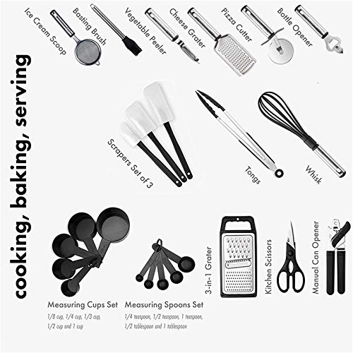 Lorier Kitchen Utensil Set 40-Piece Cooking Utensils Nylon and Stainless Steel Utensil Set Nonstick Spatula Set Cooking Tool Set Gift