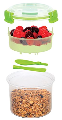Sistema To Go Collection 1.18 Oz. Salad Dressing Containers, Pink/Green/Blue/Purple, 4 Pack & To Go Collection Breakfast Bowl Food Storage Container, 17.9 oz./0.5 L, Color Received May Vary