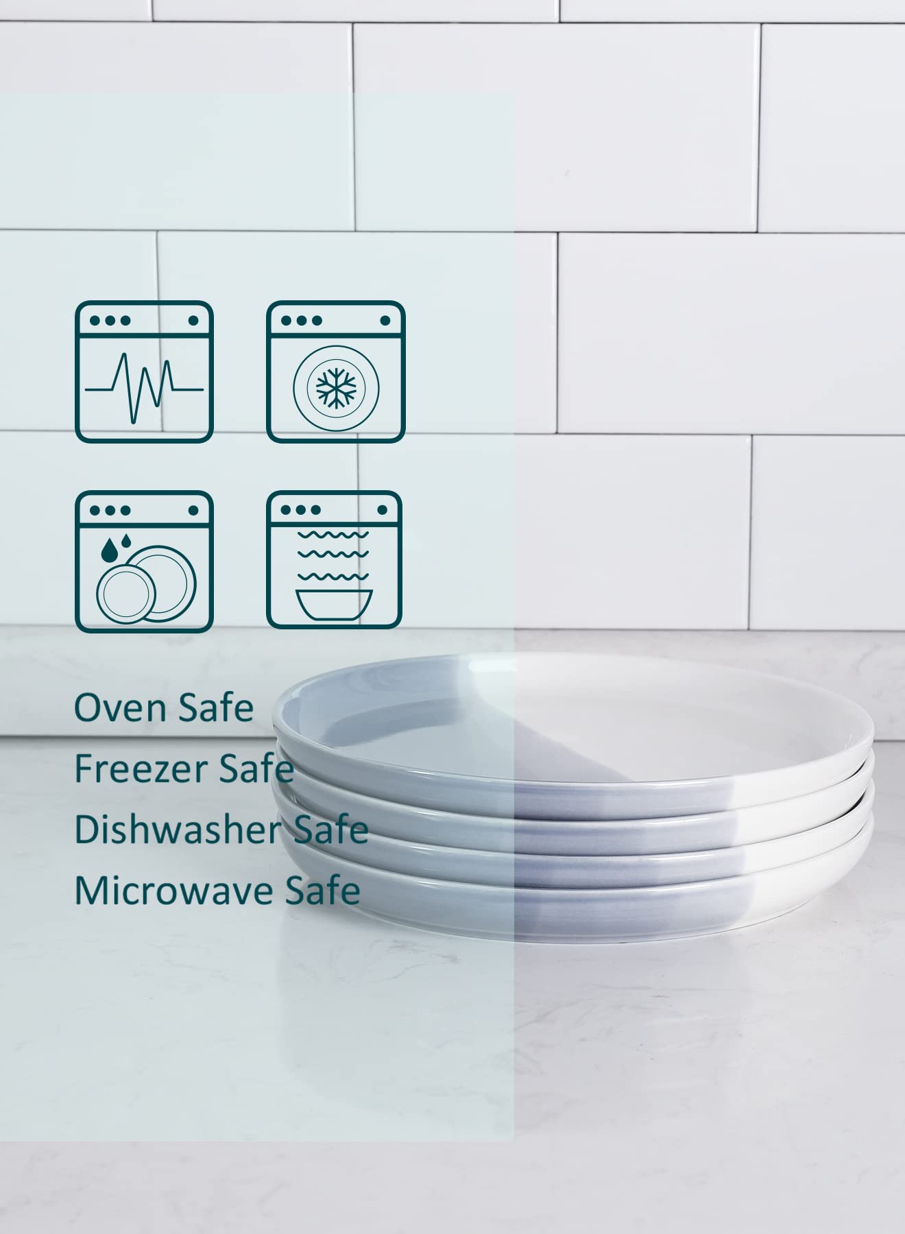 Teocera Dessert Plates set of 4 | 7.2 Inch Round Dessert Salad Plates - Small Appetizer Plates - Dishwasher, Microwave, and Oven Safe, Blue-gray