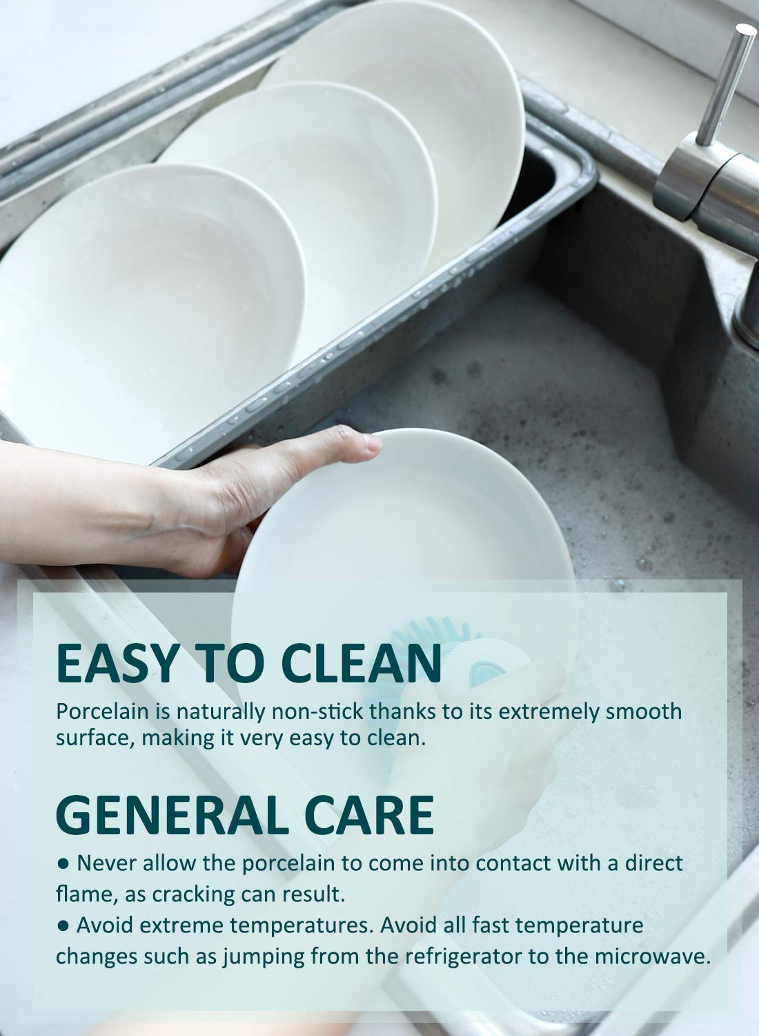 Teocera Pasta Bowls, Salad Serving Bowls Set, Wide and Shallow, 22 Ounce Porcelain Bowl, Microwave and Dishwasher Safe - Set of 6, White