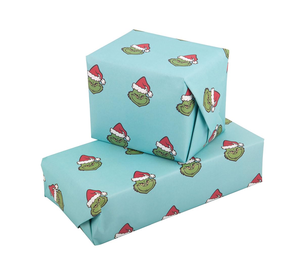 Limecute 10 Sheets -Grinch Wrapping Paper Gift Wrap Christmas Funny Holidays Roll for Gifts