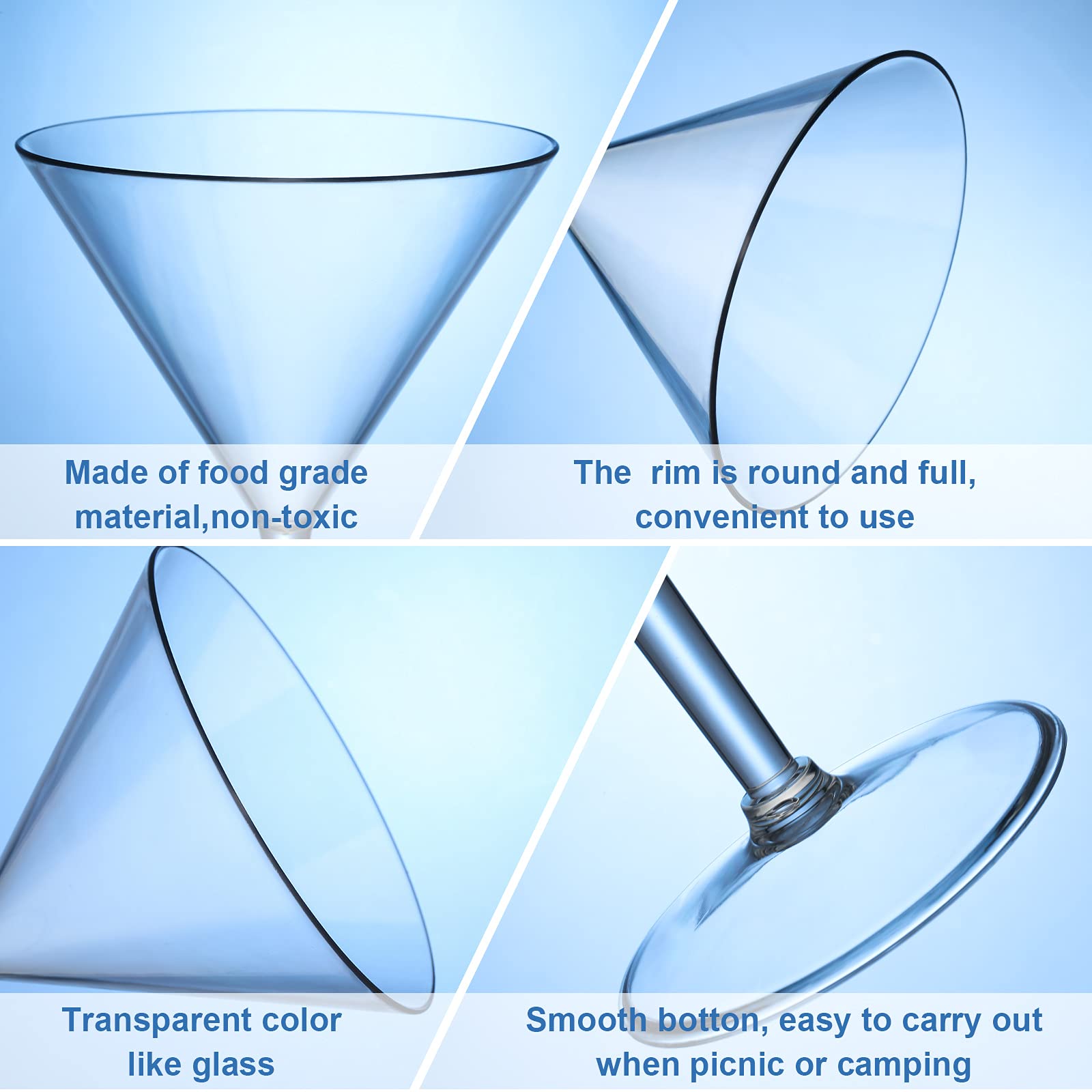 Plastic Martini Glasses 10 oz Acrylic Unbreakable Cocktail Glasses Plastic Cups Dessert Cocktail Cups Drinkware Drink Glassware for Mousse Home Bar Restaurant Wedding Festival Party Supply (12 Pieces)