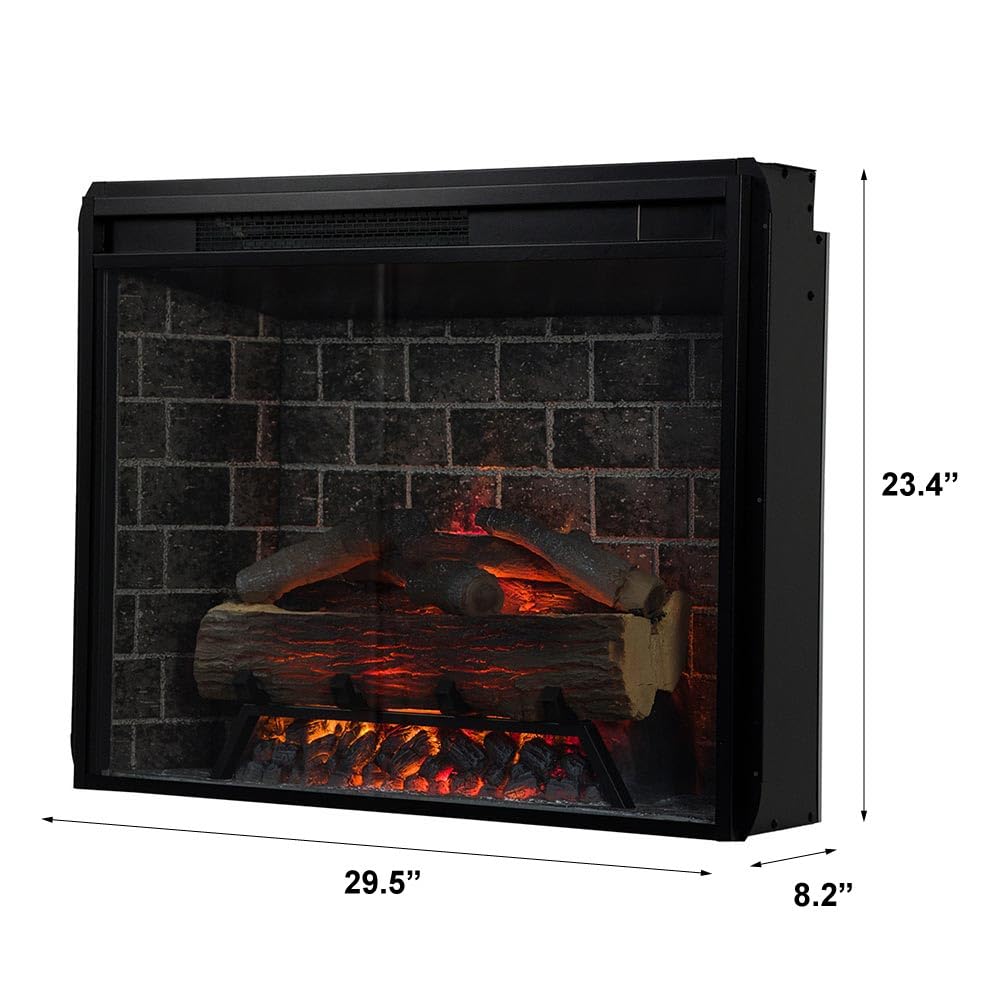 Modern Ember Uptown 28" Smart Electric Fireplace Insert with Remote Control, Compatible with Alexa and Google Assistant - 1,000 Sq Ft Electric Heater with Realistic Flames and Log Set