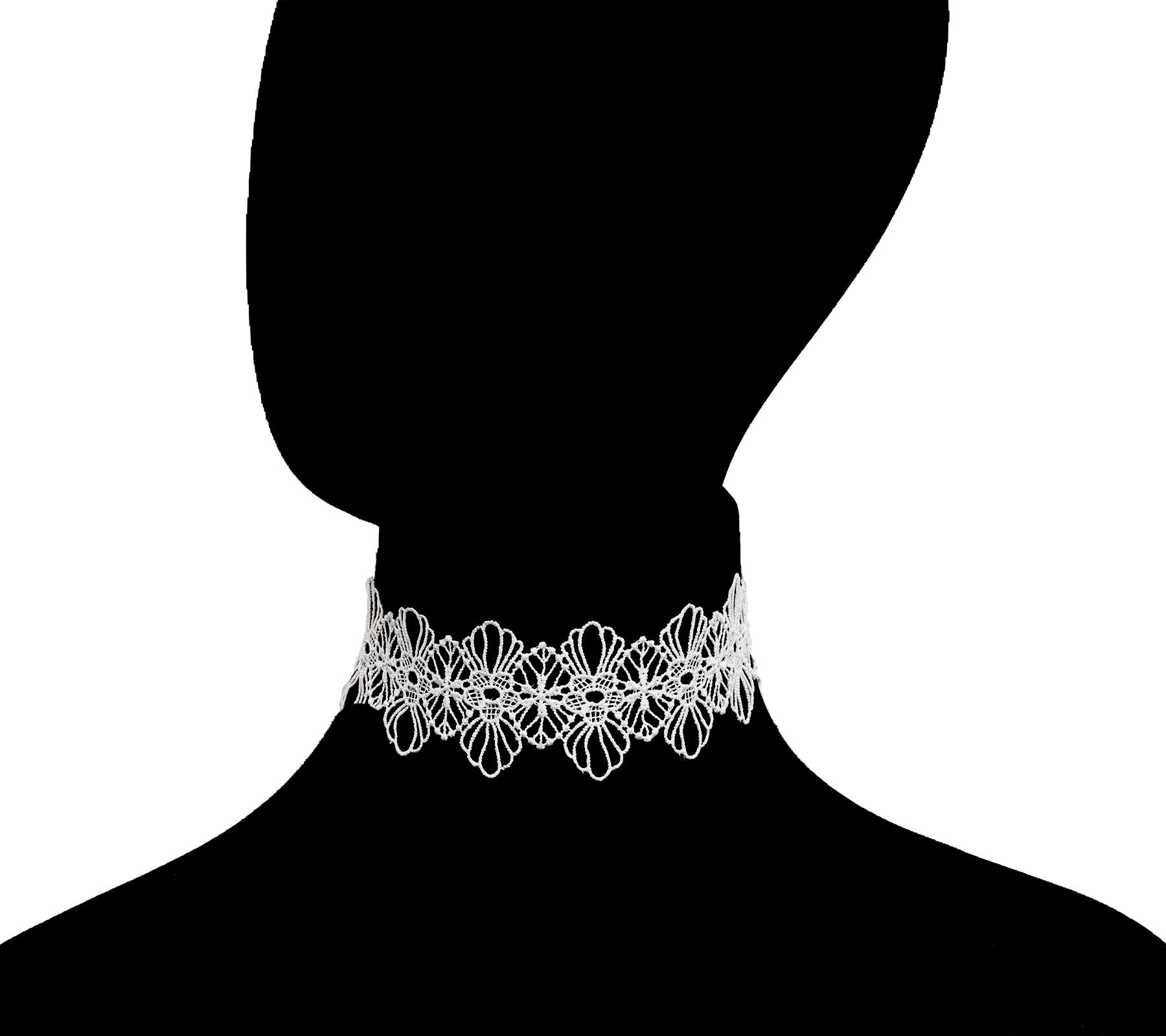 LINKY 10pcs White Lace Choker Necklace Women Jewelry Set (White)