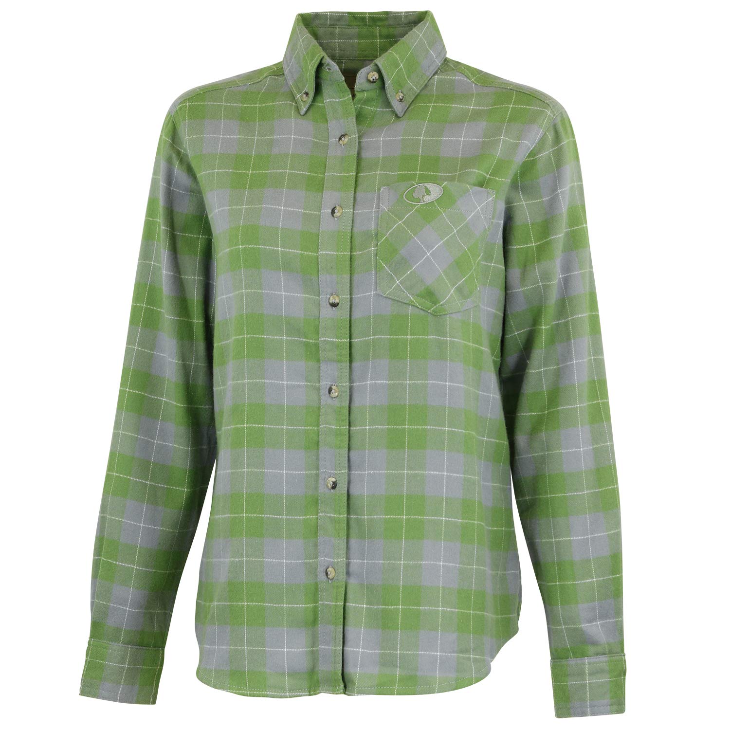 Mossy Oak Petite Womens Flannel Shirt, Buffalo Plaid Shirts for Women, Olive Buffalo Check, Large