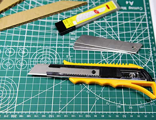 WEKOIL Utility Knives Retractable Box Cutter,18mm Wide Snap Off Blade Knife,11 Carbon Steel Blades,Hobby Art Paper Knives with Comfortable Handle,Heavy Duty for Office Home Garage Yellow