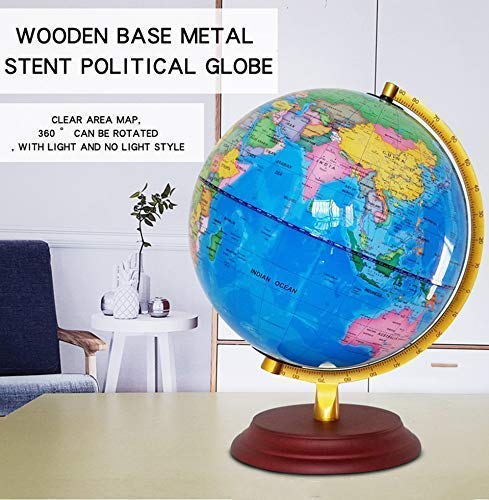 World Globes for Kids - Larger Size Educational World Globe with Stand Adults Desktop World Gobles Educational Toy for Children - Geography Learning Toy,B