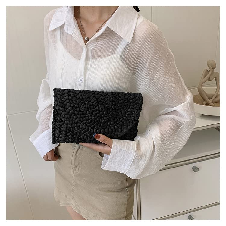 Straw Clutch Purses for Women, Summer Beach, Hand-woven Crossbody Shoulder Bags