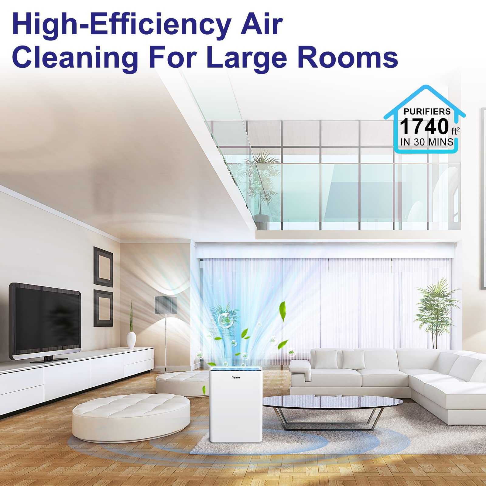 Tailulu Air Purifiers for Home Large Room Pets up to 1740 ft², H13 HEPA Air Purifier for Pet Dander Smoke Odor Dust Pollen