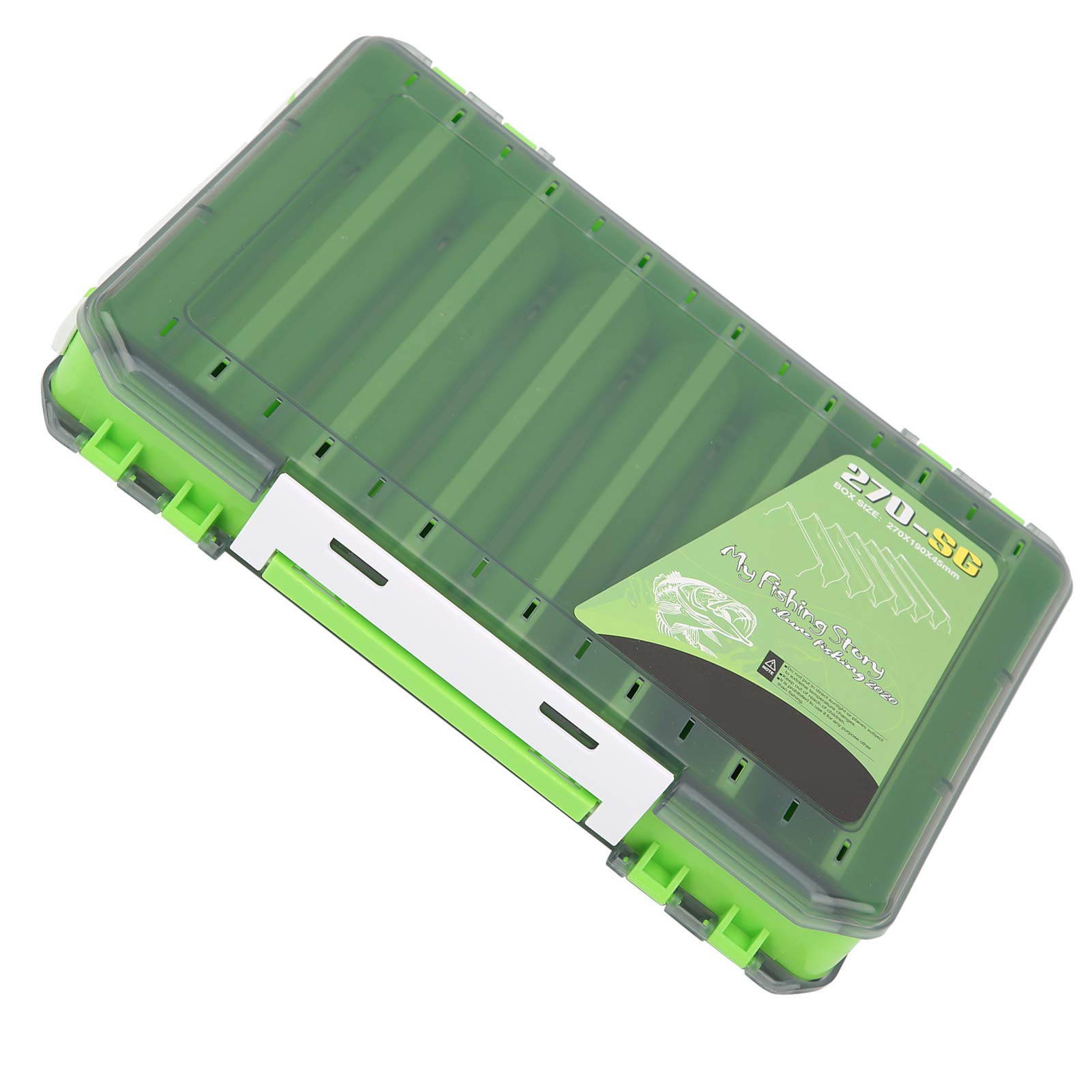 Qqmora Double Open Design Lure Storage Accessories Box 16 Grids Double-sided Design Pratical,for Storing Bait,Hooks and Fishing Accessories(green)