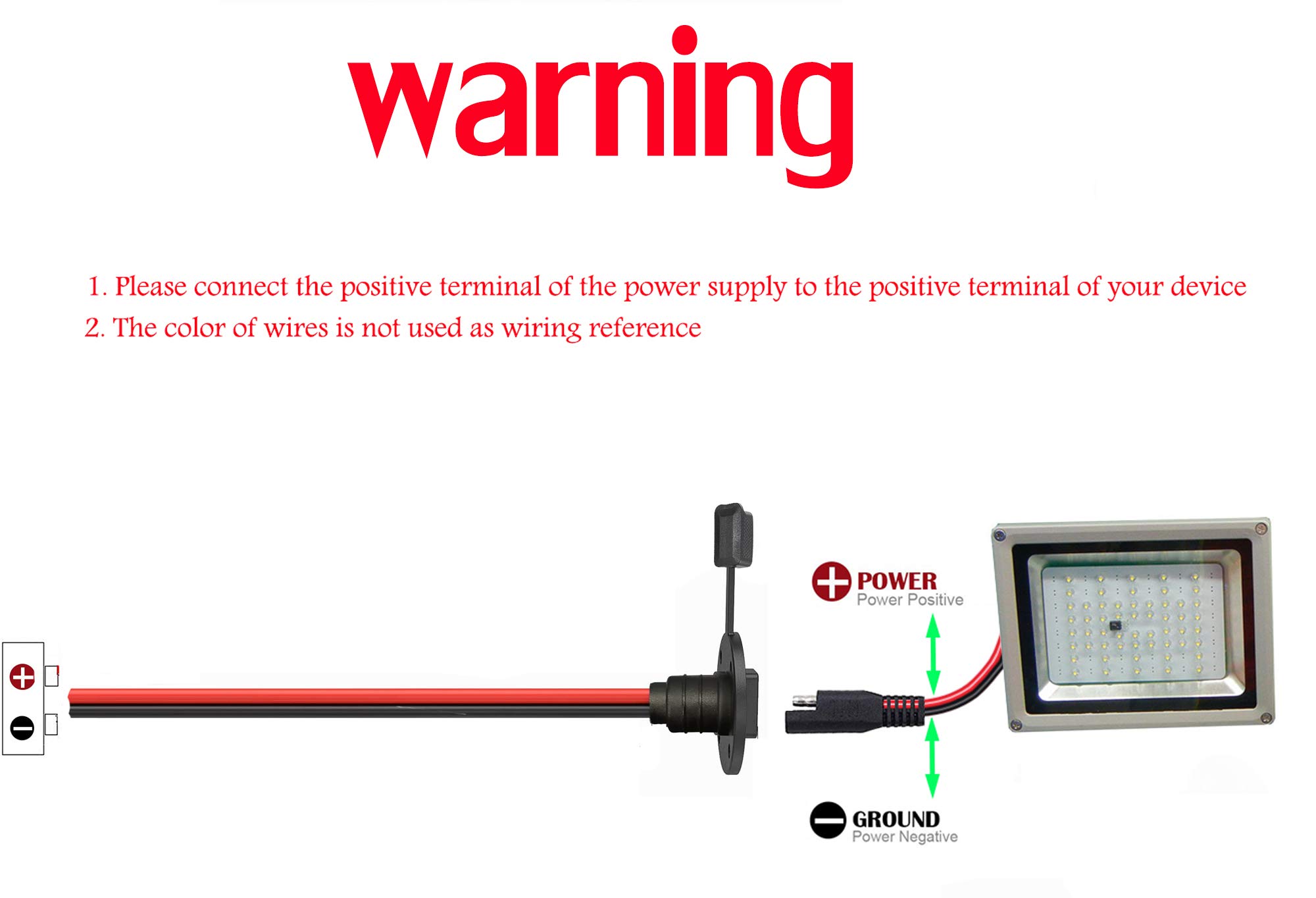 QOFOWIN 10AWG SAE Cable Connector, SAE Power Socket Sidewall Port, Solar Weatherproof SAE Quick Connect Solar Panel Mount,length.(50cm/1.6ft).