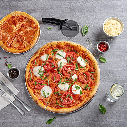 Restaurantware Met Lux 16 Inch Commercial Pizza Pan 1 Coupe Style Pizza Cooking Tray - Heavy-Duty 18-Gauge Aluminum Round Baking Tray Oven-Baking For Pizzas & More