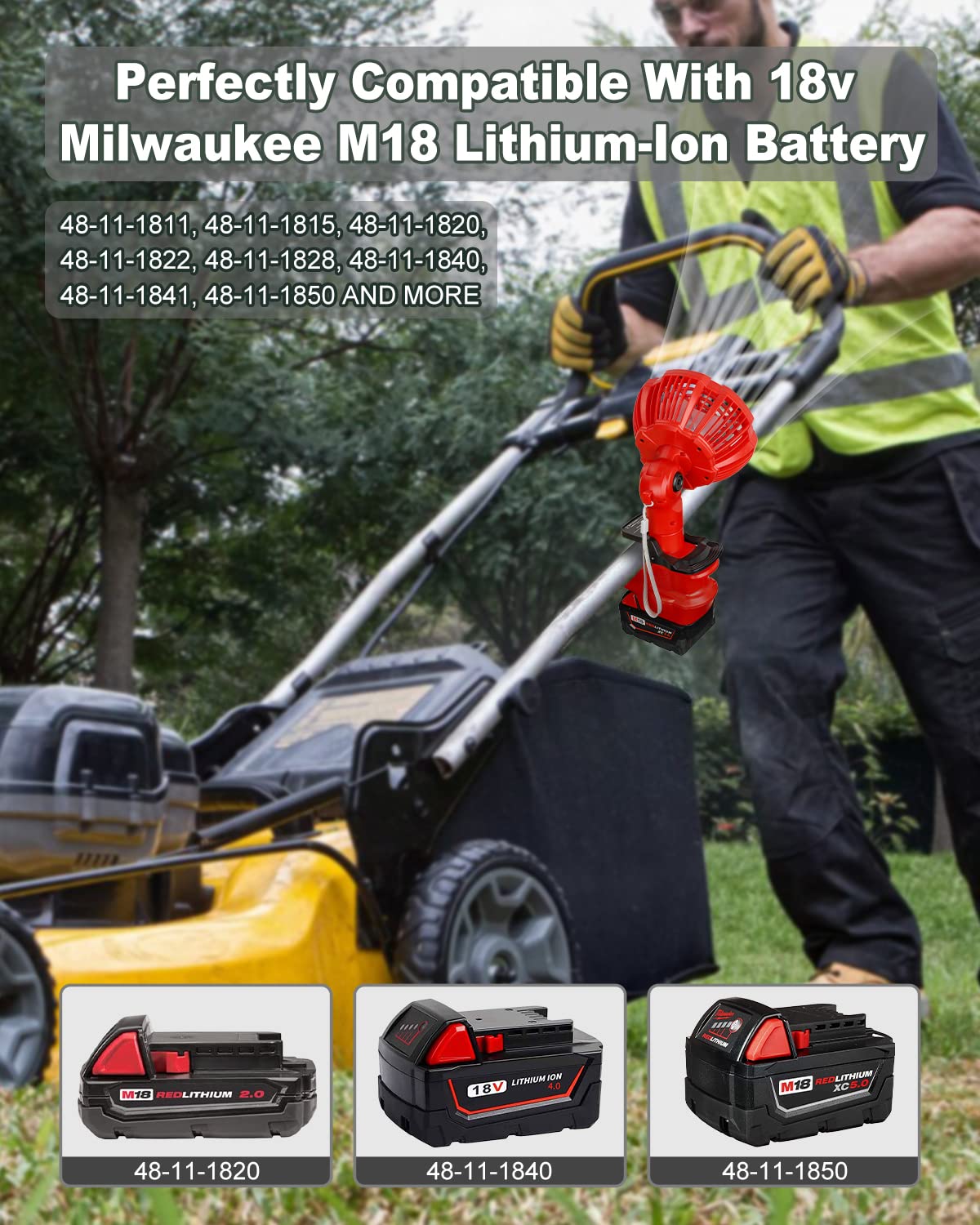 Taingwei Portable Clip on Fan for Milwaukee M18 Battery,18V Battery Powered Stroller Fan with 3 Energy Efficient Speed Settings for Bedroom,Outdoor,Camping and Job Site(Tool Only)