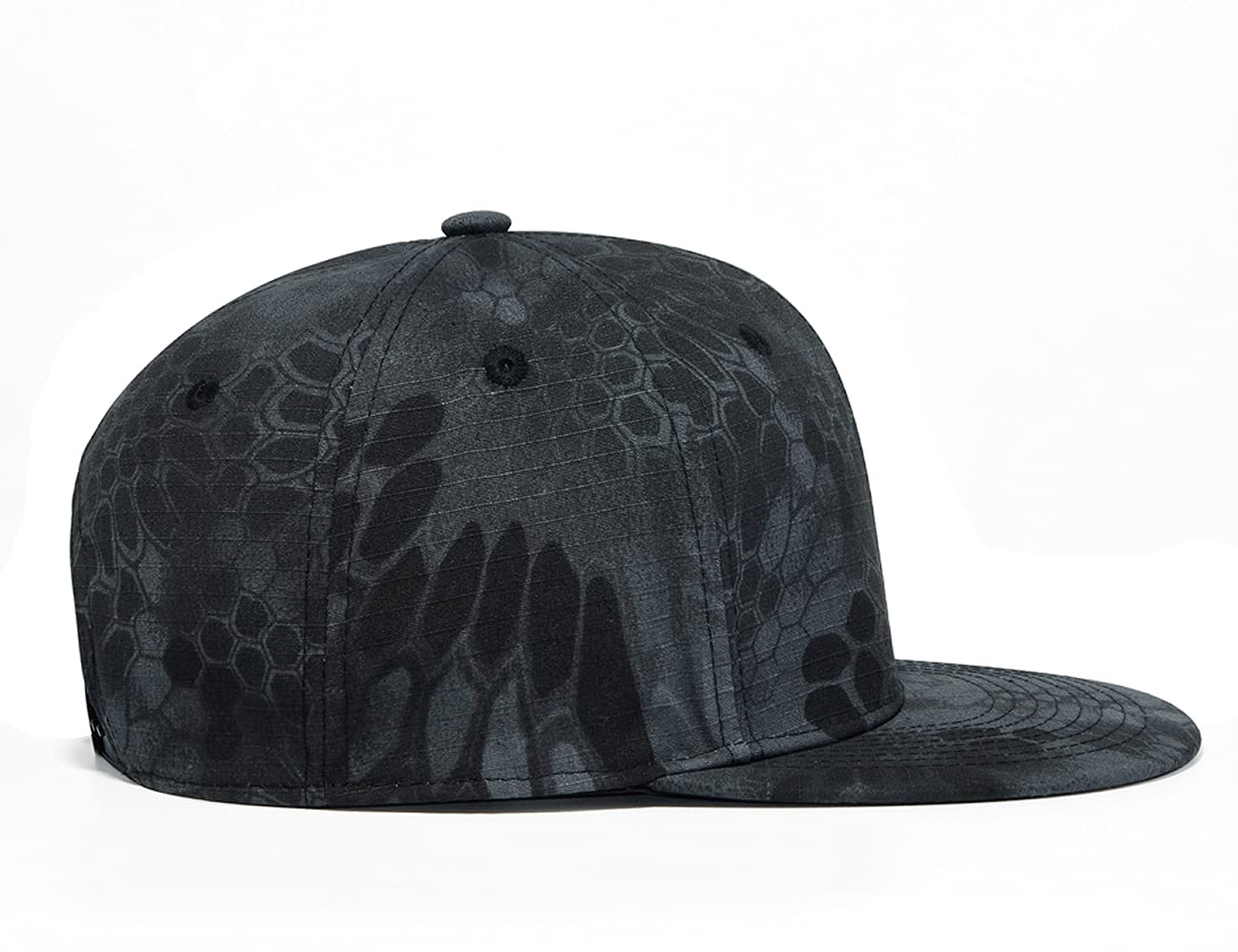 Quanhaigou Cool Snapback Hat Hip Hop Flat Bill Visor Cap - Black Grey Camo Unisex Adult Adjustable Baseball Hats (Black Grey)