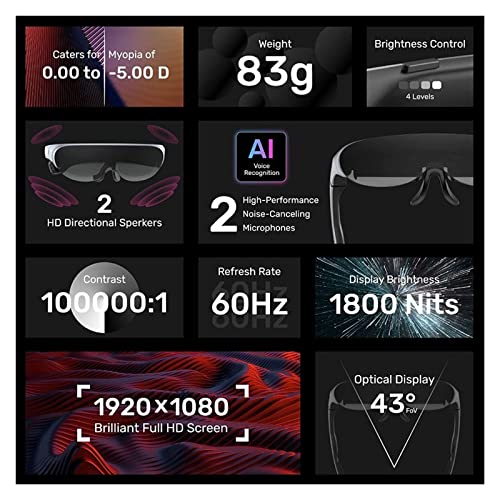 Smart Glasses VR Glasses Non- Foldable Home Game Viewing Device Black Sillver Color New