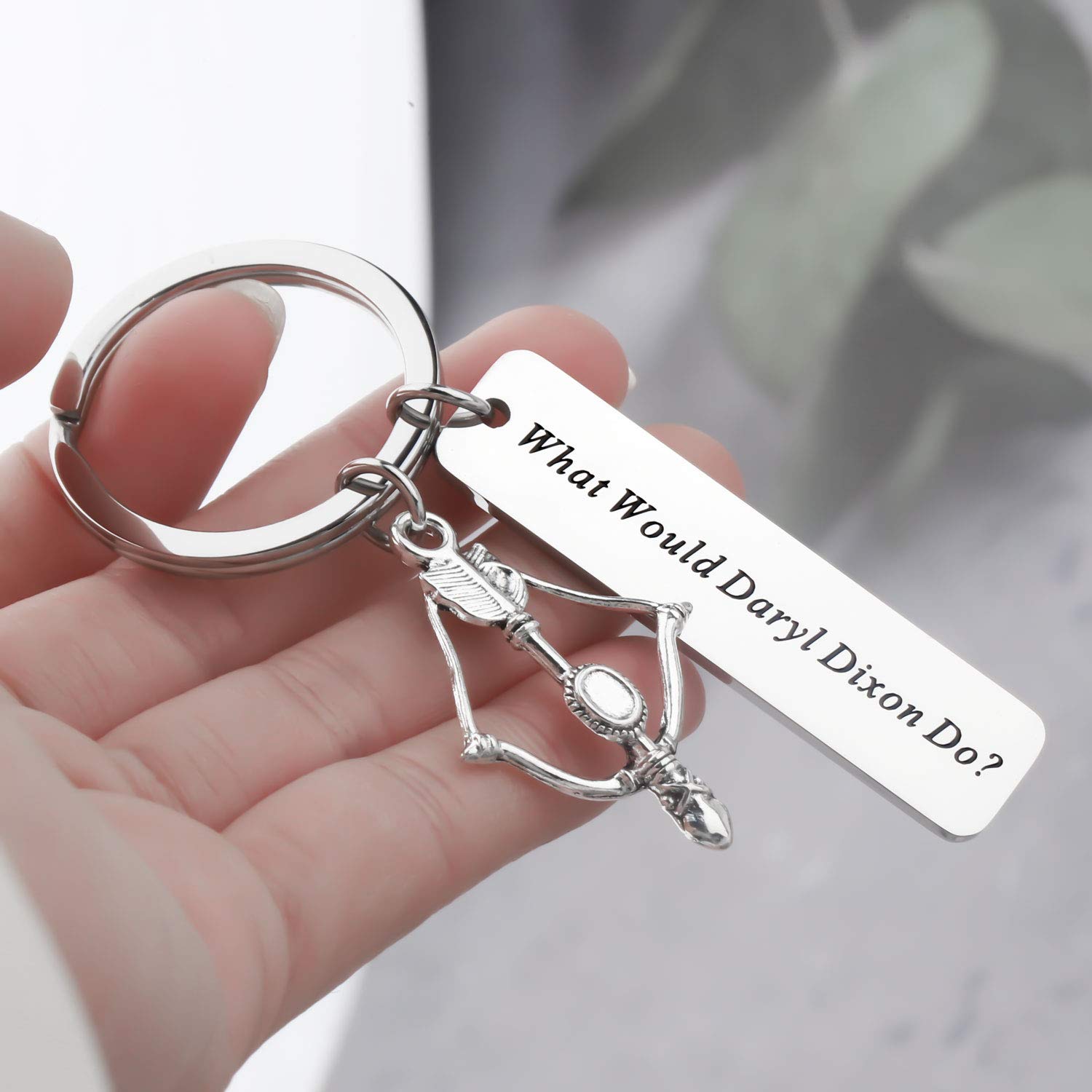 SEIRAA TWD Inspired Gifts TWD Fans Gift Zombie Apocalypse Keychain What would daryl dixon do Keychain (Walking Keychain)