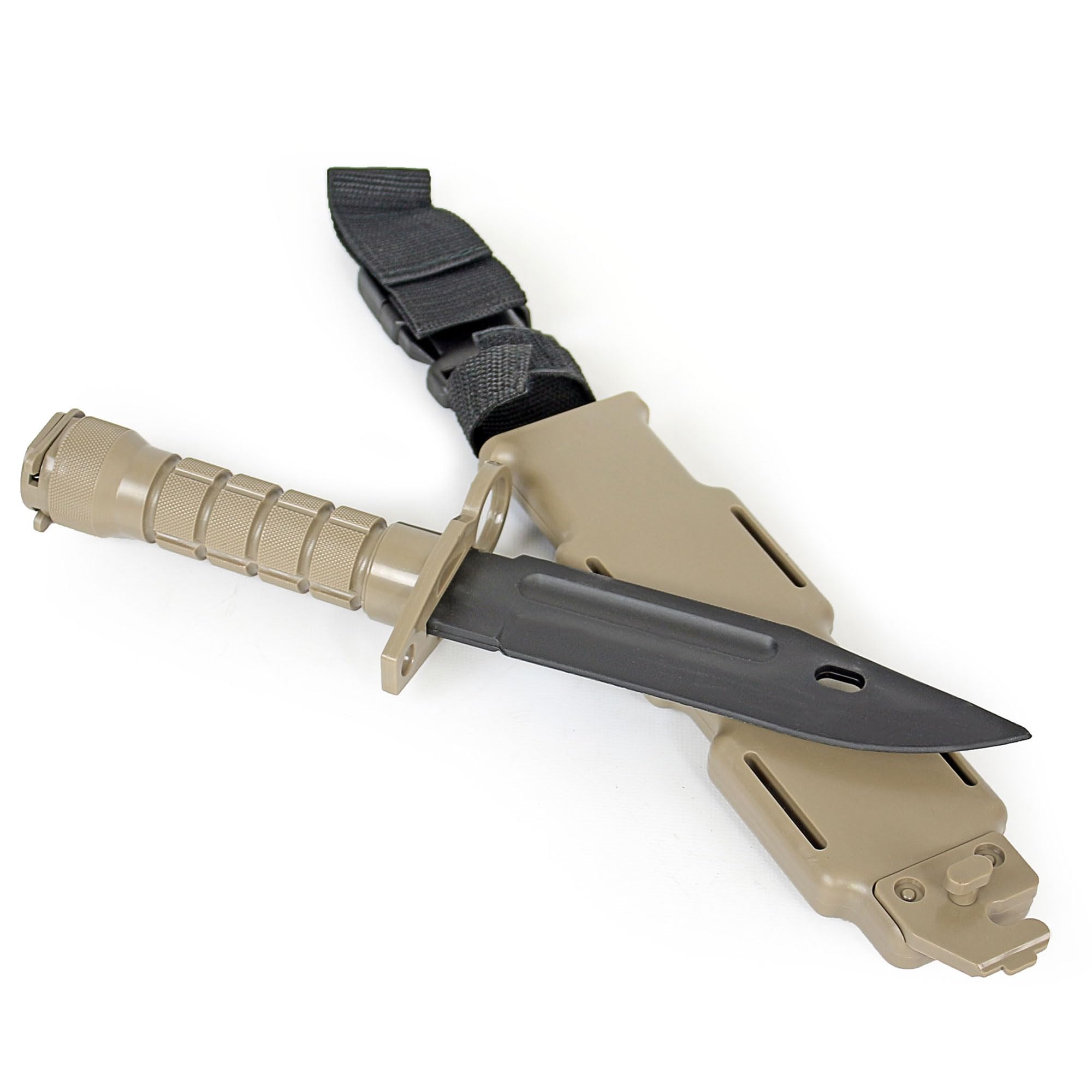 MetalTac Rubber Knife Training with Sheath for Practice, Airsoft, Martial Arts Guard Fight; with Leg Holster Holder Handle Grip 11.75" inch (Tan)