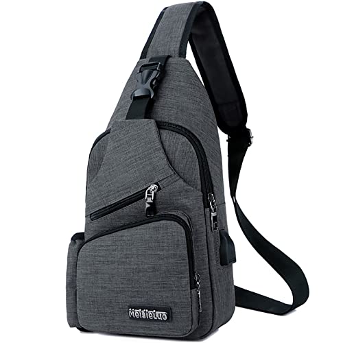 Peicees Sling Bag for Men Women Shoulder Bag Daypack with Bottle Holder