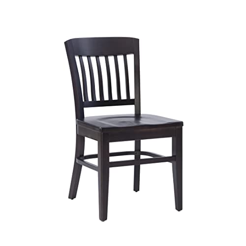 Linon Dark Brown Audrey Slatted Back Fully Assembled Set of 2 Side Chair, Dining Height