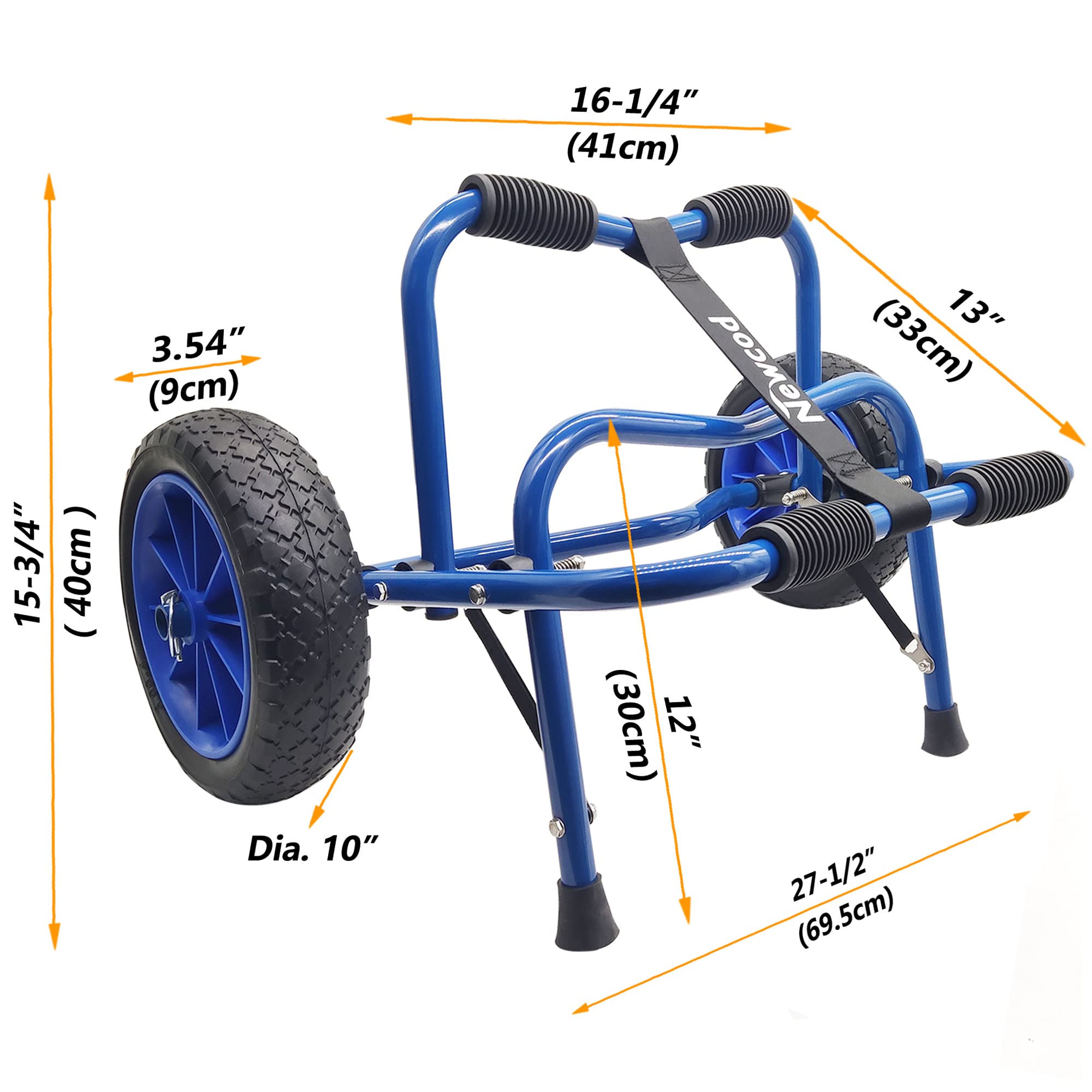 Newcod Kayak Cart, Kayak Dolly with 10" Airless Tire for Carrying Kayak Canoe SUP Paddle Board