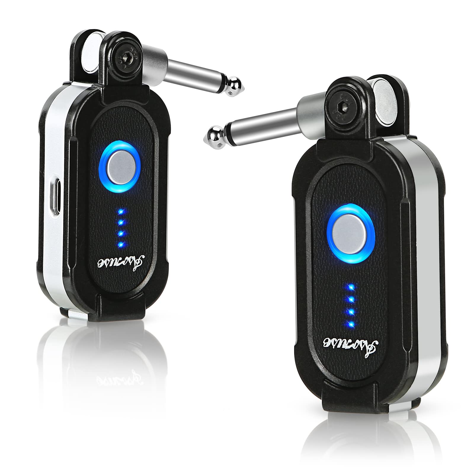 UHF Wireless Guitar System, Rechargeable Digital Wireless Guitar Transmitter Receiver with 20 Channels and Over 6 Hours Long Battery Life for Electric Guitar Bass