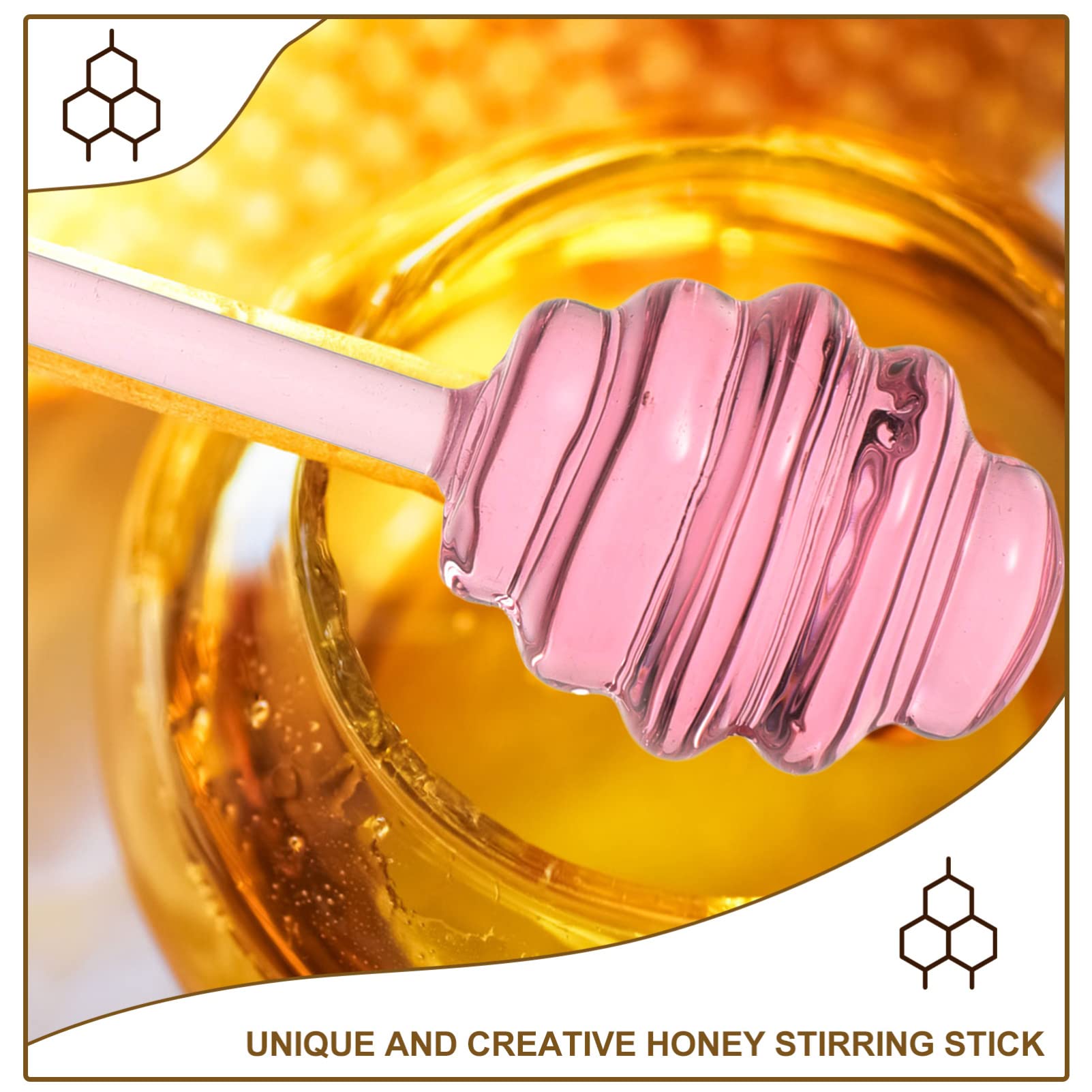 SHERCHPRY Glass Pot Honey Stirring Stick Glass Honey Dipper Honey Stir Stick Honey Server Spoon Jam Dipper Syrup Stirrer Honey Dispenser Honey Pot