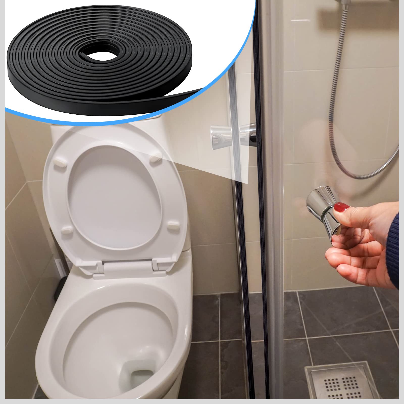 Thicken Shower Door Magnetic Strip Replacement, RV Shower Door Magnet Seal Strip Replacement Magnetic Strip for Framed and Semi Frameless Swinging Glass Shower Doors, 3/8 x 4/25 in(1 Roll,98 Inch)