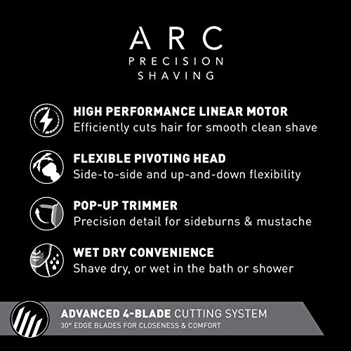 Panasonic Arc4 Electric Razor for Men with Pop-Up Beard Trimmer, 4-Blade Foil Cutting System, Flexible Pivoting Head, Hypoallergenic, Wet/Dry Electric Shaver – ES8243AA