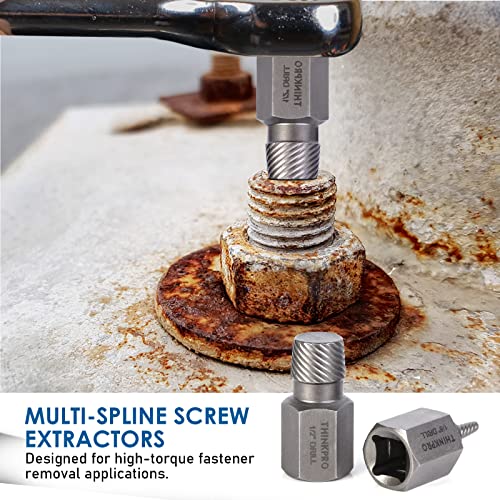 THINKPRO 14PCS Screw Extractor Set, Easy Out Bolt Extractor kit with 3/8" Inch Drive Hex-Head, Multi-Spline Rounded Bolt Remover tool for Removing Damaged Studs, Bolts, Screws