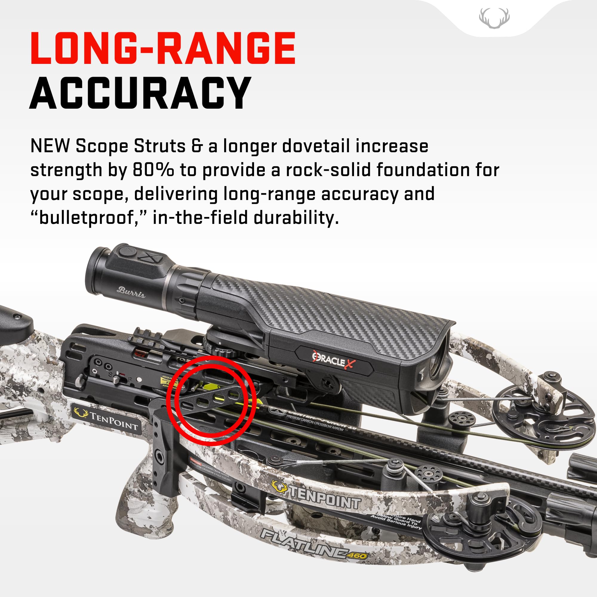 TenPoint Flatline 460 Oracle X Crossbow - 460 FPS - Fastest Compact Crossbow on The Market - Includes Burris Oracle X Rangefinding Scope, ACUslide Cocking & De-Cocking System & 6 EVO-X 16 Arrows