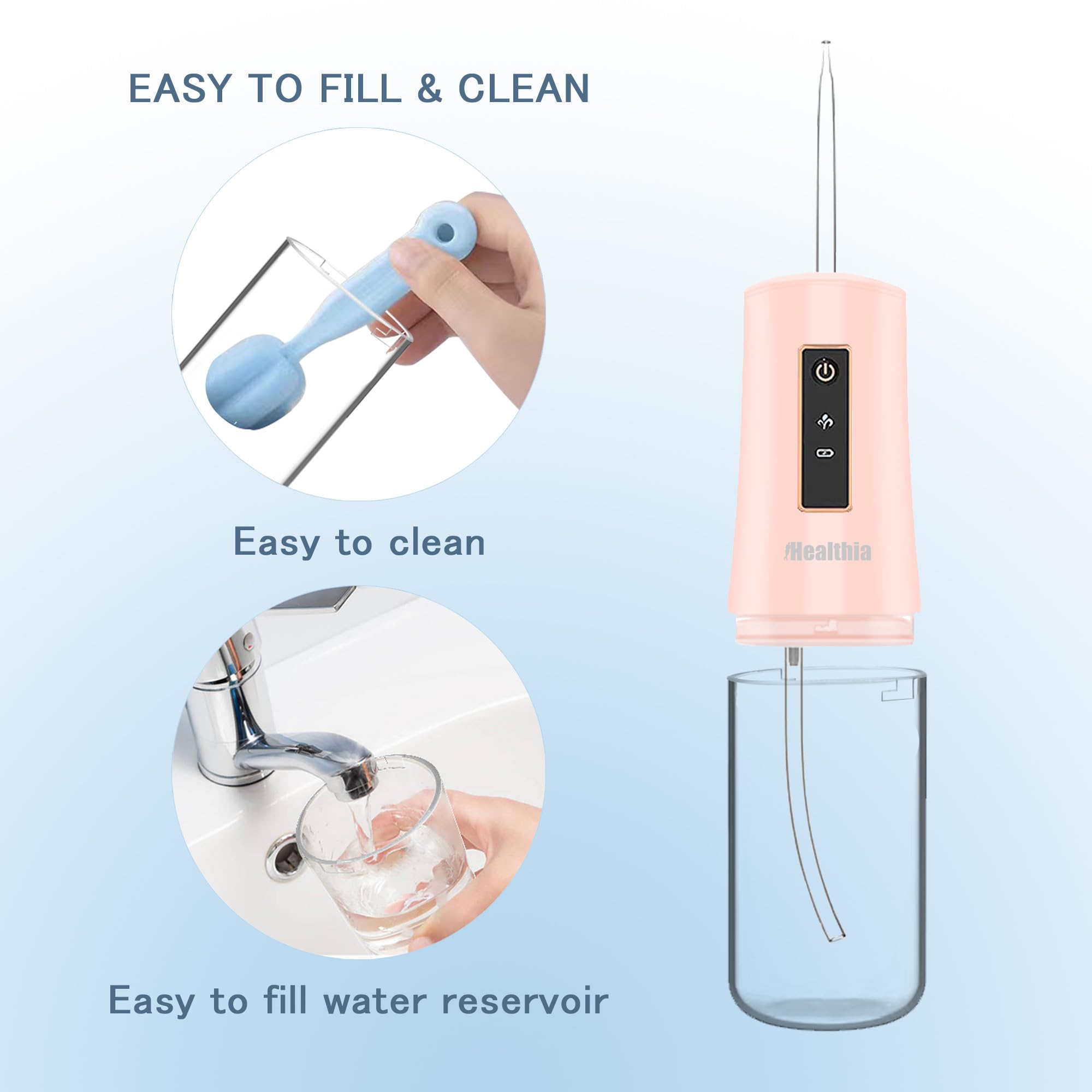 Water Flosser Teeth Oral Irrigator,Rechargeable Waterproof,Portable Cordless,Water flossers, 3 Modes 4 Nozzles, for Home&Travel(Light Red)