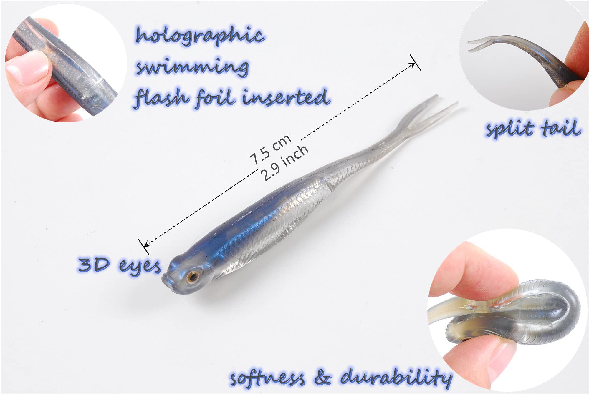 Papa.Jiang 6 PCS Soft Fishing Lure, Artificial Lure Swimbaits, Split Tail, Multiple Color Available, Saltwater/Freshwater (Chartreuse)
